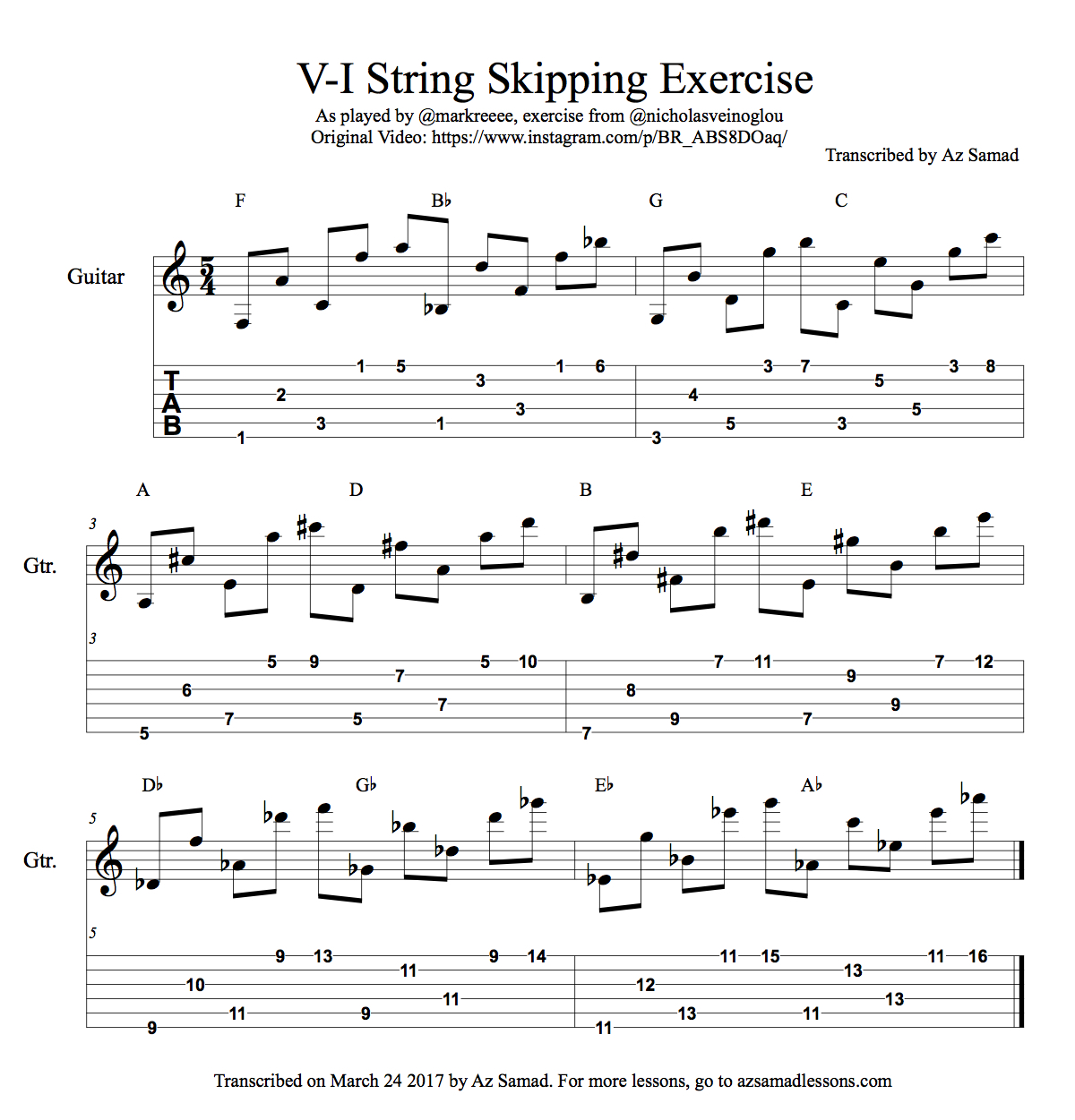 Nicholas Veinoglou Triadic String Skipping Exercise
